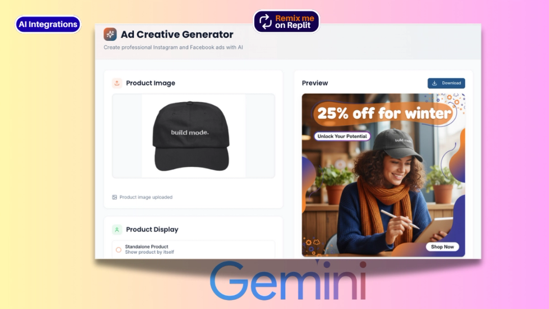 Ad Creative Generator - AI Marketing Tool - Replit Gallery